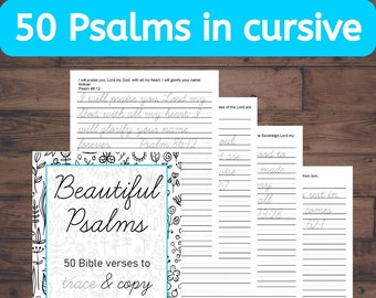 Cursive Copywork Book - 55 NIV Bible Verses - Scripture Tracing ...