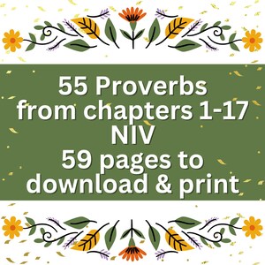 Proverbs Copywork Book 1-17 55 NIV Bible Verses Scripture Tracing ...