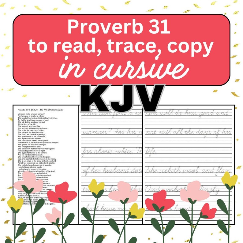 Cursive Copywork Book Proverb 31 KJV Bible Verses Scripture Tracing ...