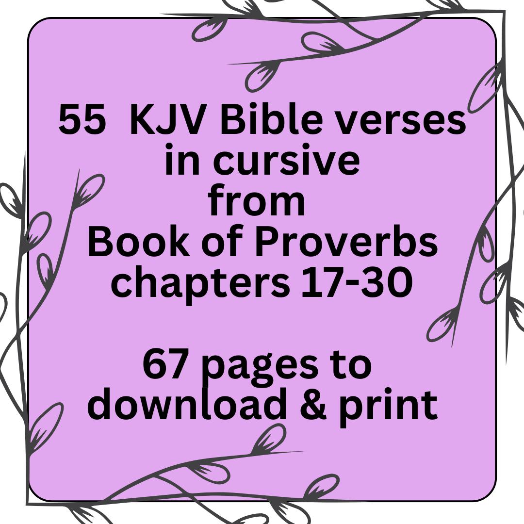 Cursive Copywork Book, 55 Proverbs KJV Verses (digital PDF) - Etsy