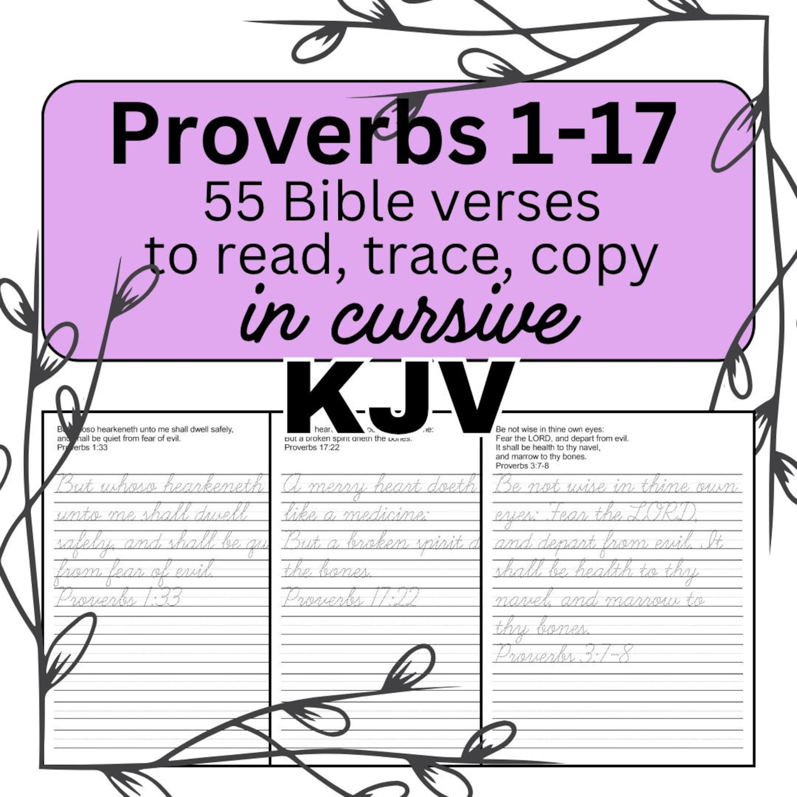 Cursive Copywork Book, Proverbs KJV Bible Verses (digital PDF) - Etsy