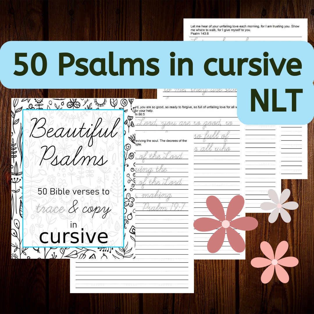 Cursive Copywork Sheets 50 NLT Bible Verses Scripture Tracing Scripture ...