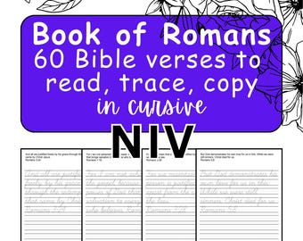 Cursive Bible Verse Copywork Book, Book of Romans NIV (digital PDF) - Etsy