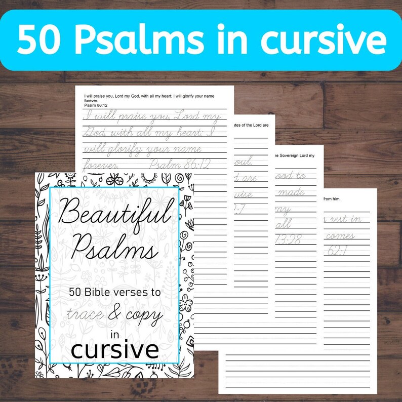 Cursive Copywork Book - 50 NIV Bible Verses - Scripture Tracing ...
