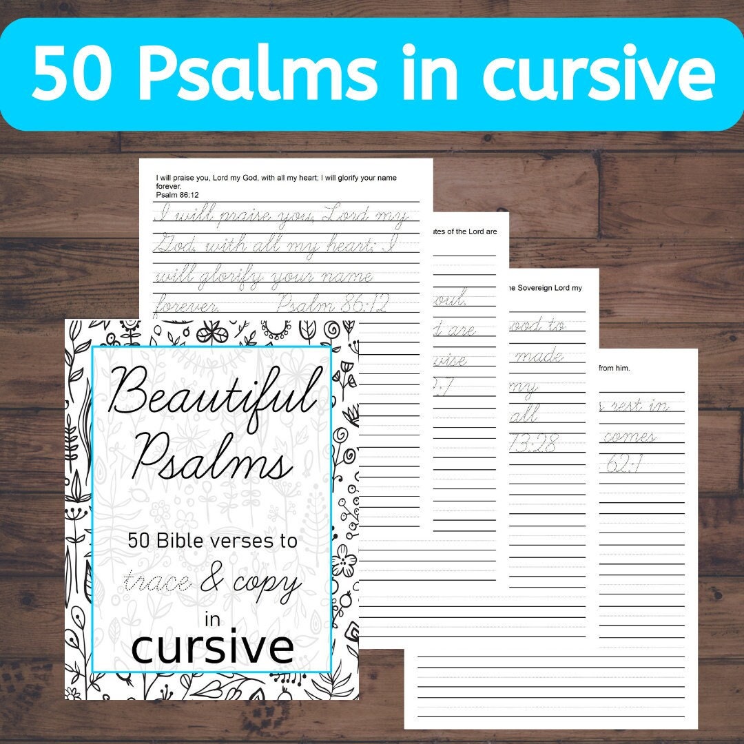 Cursive Copywork Book - 50 NIV Bible Verses - Scripture Tracing ...