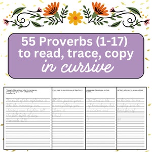 Cursive Copywork Book - 55 NIV Bible Verses - Scripture Tracing ...
