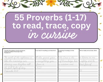 Cursive Copywork Book - 50 NIV Bible Verses - Scripture Tracing ...