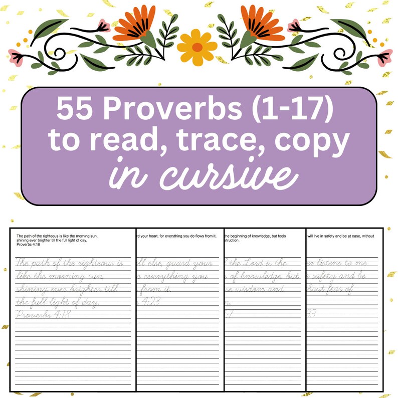 Cursive Copywork Book - 55 NIV Bible Verses - Scripture Tracing ...
