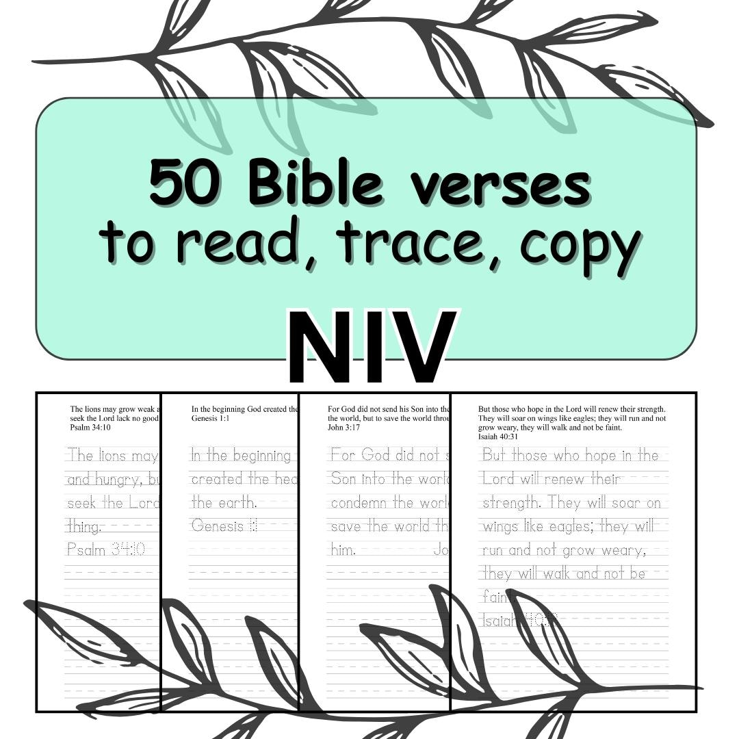 NIV Bible Verse Copywork Book, Beginner Handwriting (digital PDF) - Etsy