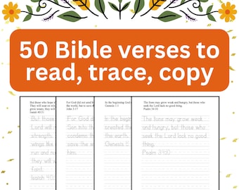Cursive Copywork Book - 50 NIV Bible Verses - Scripture Tracing ...