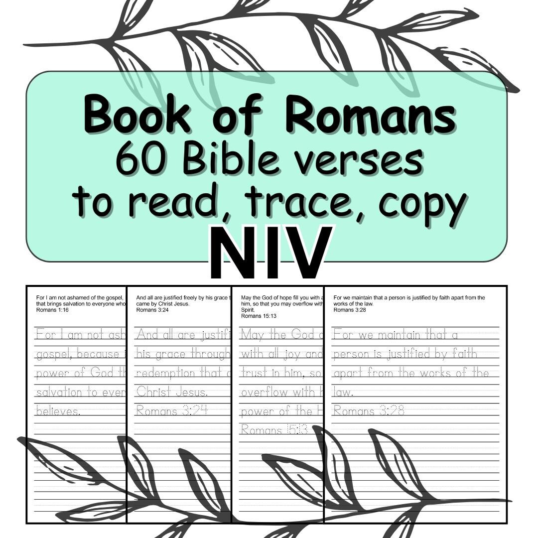 Book of Romans NIV Copywork, Beginner Handwriting Practice (digital PDF ...