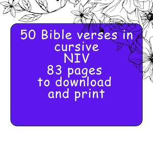 Cursive Copywork Book, Beautiful Scripture 50 NIV Bible Verses ...