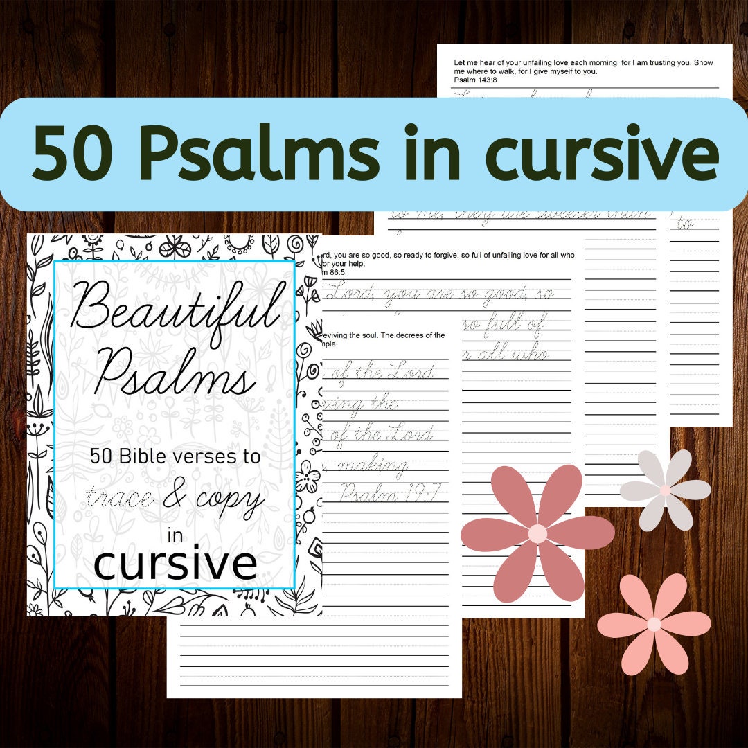 Cursive Copywork Sheets 50 NLT Bible Verses Scripture Tracing Scripture ...