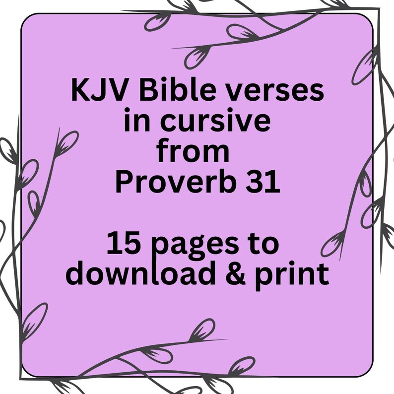 Proverbs 31 Cursive Copywork Book, KJV Scripture Tracing (digital PDF ...