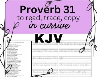 Cursive Copywork Book, Proverbs 31 KJV Bible Verses, Scripture Tracing, Handwriting Practice ...