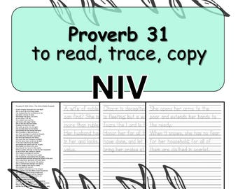 Proverbs 31 NIV Copywork Book, Beginner Handwriting (digital PDF) - Etsy