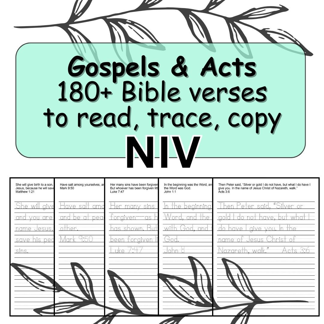 Dotted Bible Verse Copywork Bundle, Gospels & Acts NIV (digital PDF) - Etsy