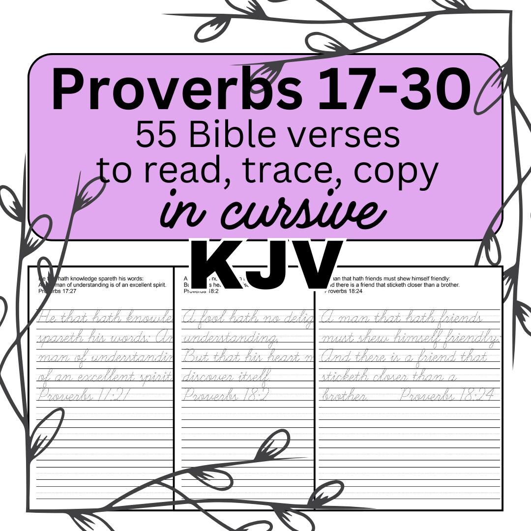 Cursive Copywork Book - 55 KJV Bible Verses - Scripture Tracing ...
