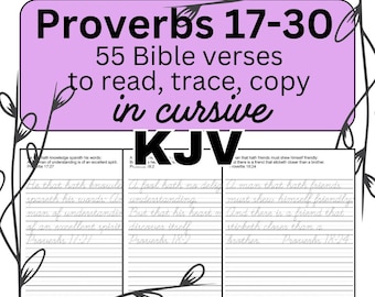Cursive Copywork Book, 55 Proverbs KJV Verses (digital PDF) - Etsy
