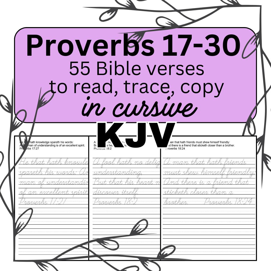 Cursive Copywork Book, 55 Proverbs KJV Verses (digital PDF) - Etsy