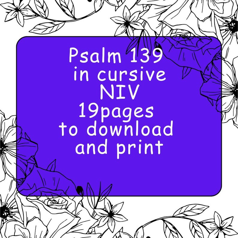 Cursive Copywork Book, Psalm 139 NIV Bible Verses, Scripture Tracing ...