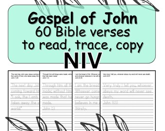 Gospel of John Copywork Book, NIV Bible Verses, Beginner Handwriting ...