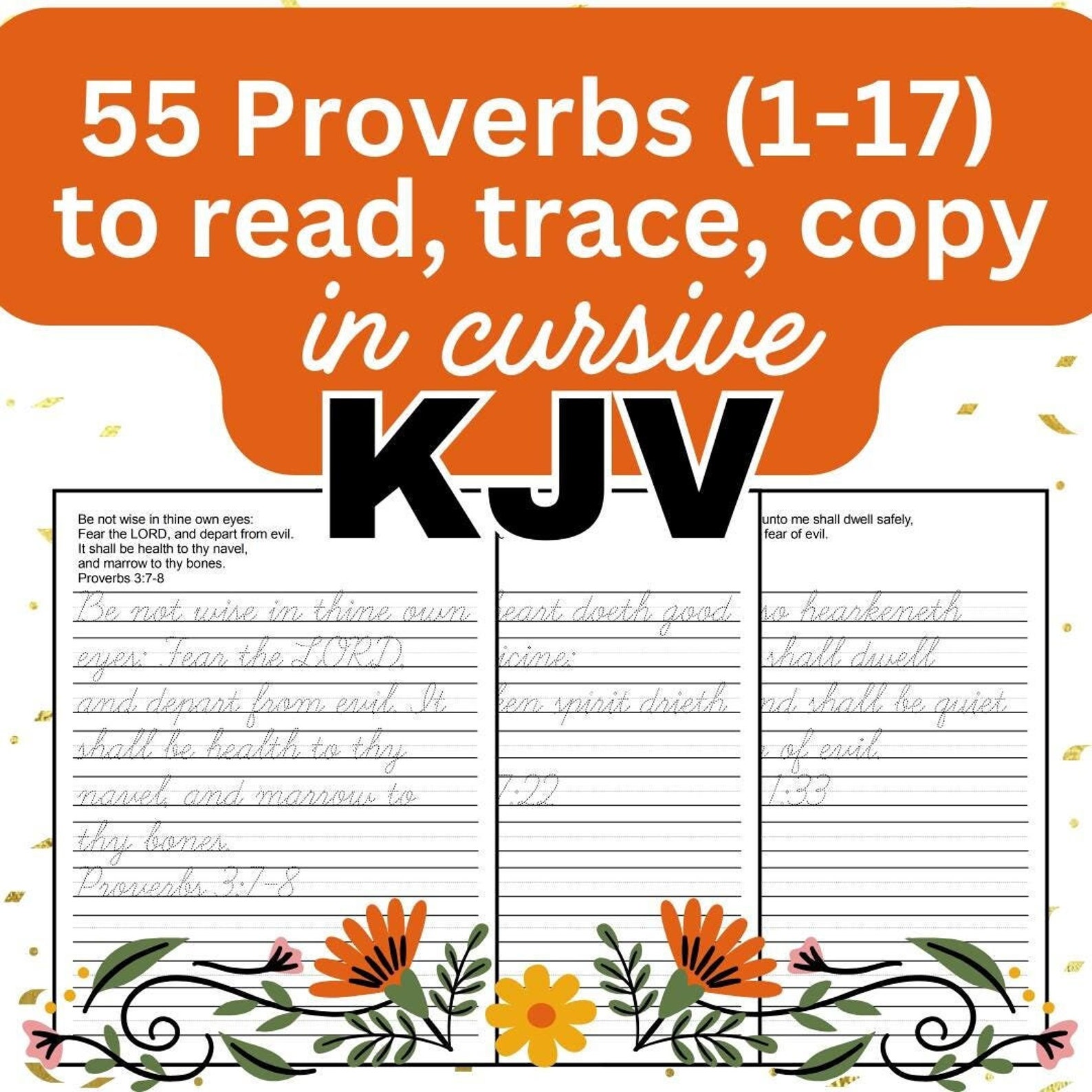 Cursive Copywork Book - 55 KJV Bible Verses - Scripture Tracing ...