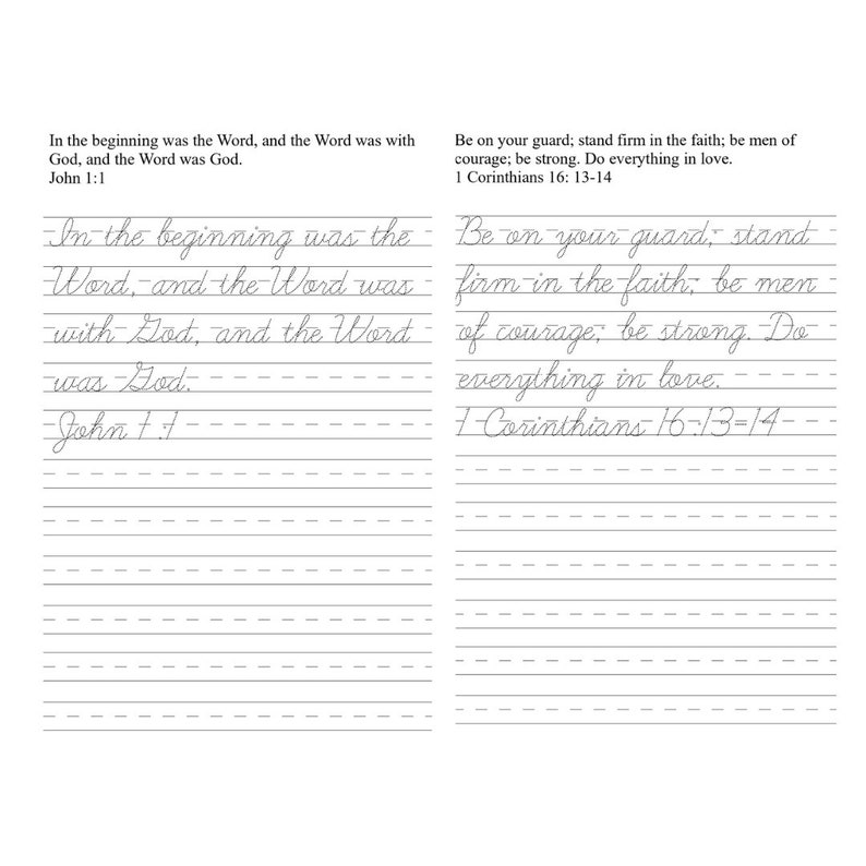 Cursive Copywork Book - Beautiful Scripture - 50 Bible Verses From NIV ...