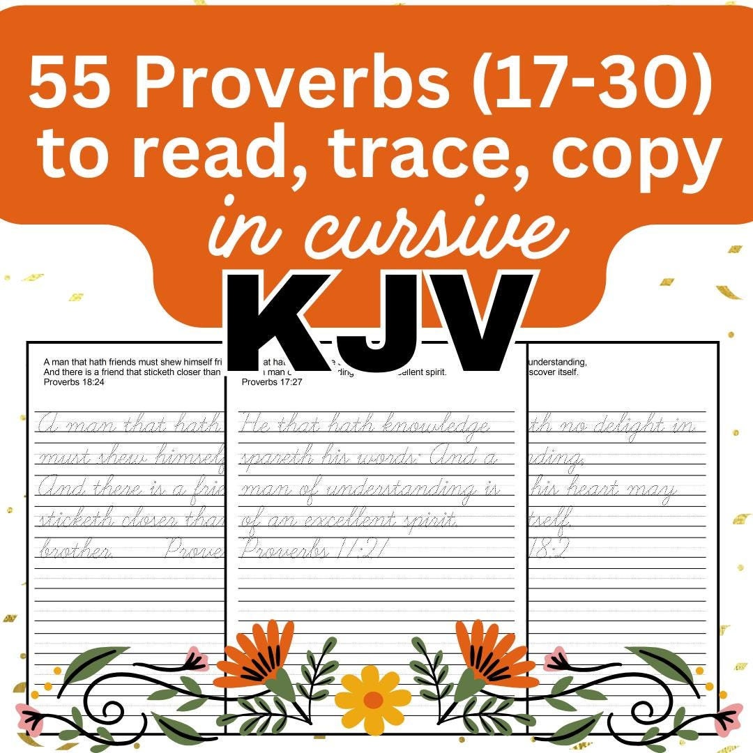 Cursive Copywork Book - 55 KJV Bible Verses - Scripture Tracing ...