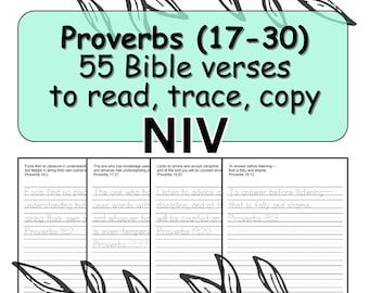 Dotted Primary Copywork Book, Proverbs 17-30 55 NIV Bible Verses ...