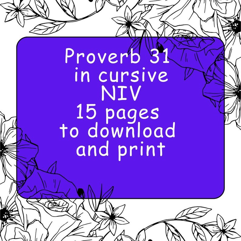 Cursive Copywork Book, Proverbs 31 NIV, Scripture Tracing (digital PDF ...
