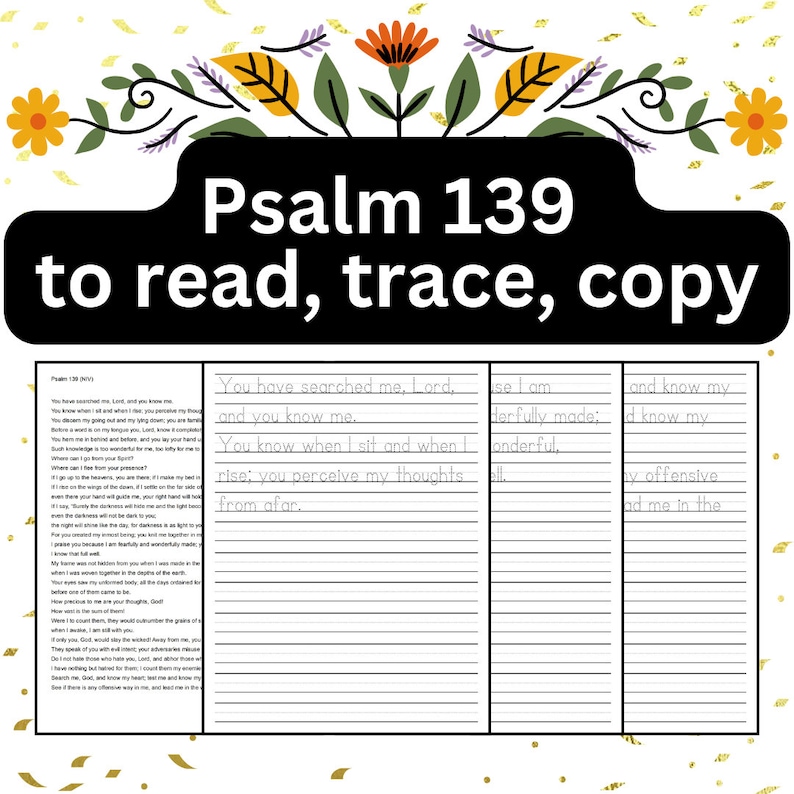 Scripture Copywork Book - Psalm 139 NIV - Scripture Tracing - Scripture ...