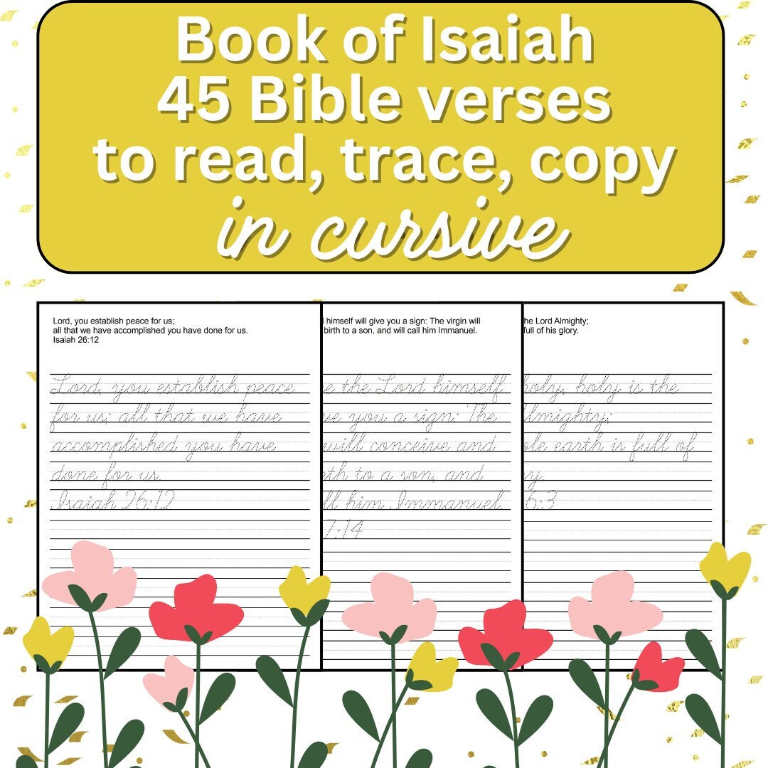 Cursive Copywork Book Book of Isaiah NIV Bible 45 Verses Scripture ...