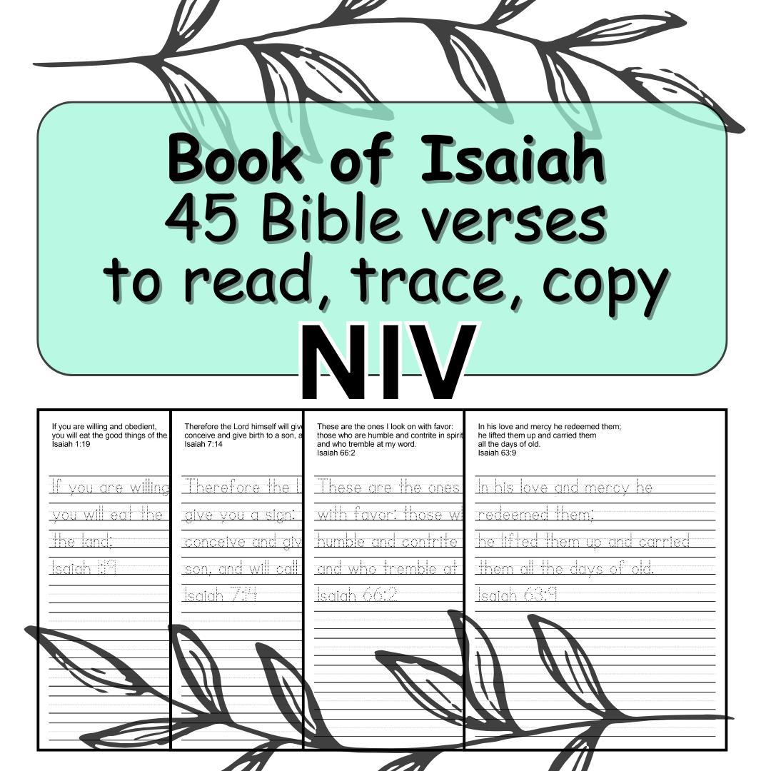 Isaiah NIV Bible Verses Copywork Book, Beginner Handwriting (digital ...