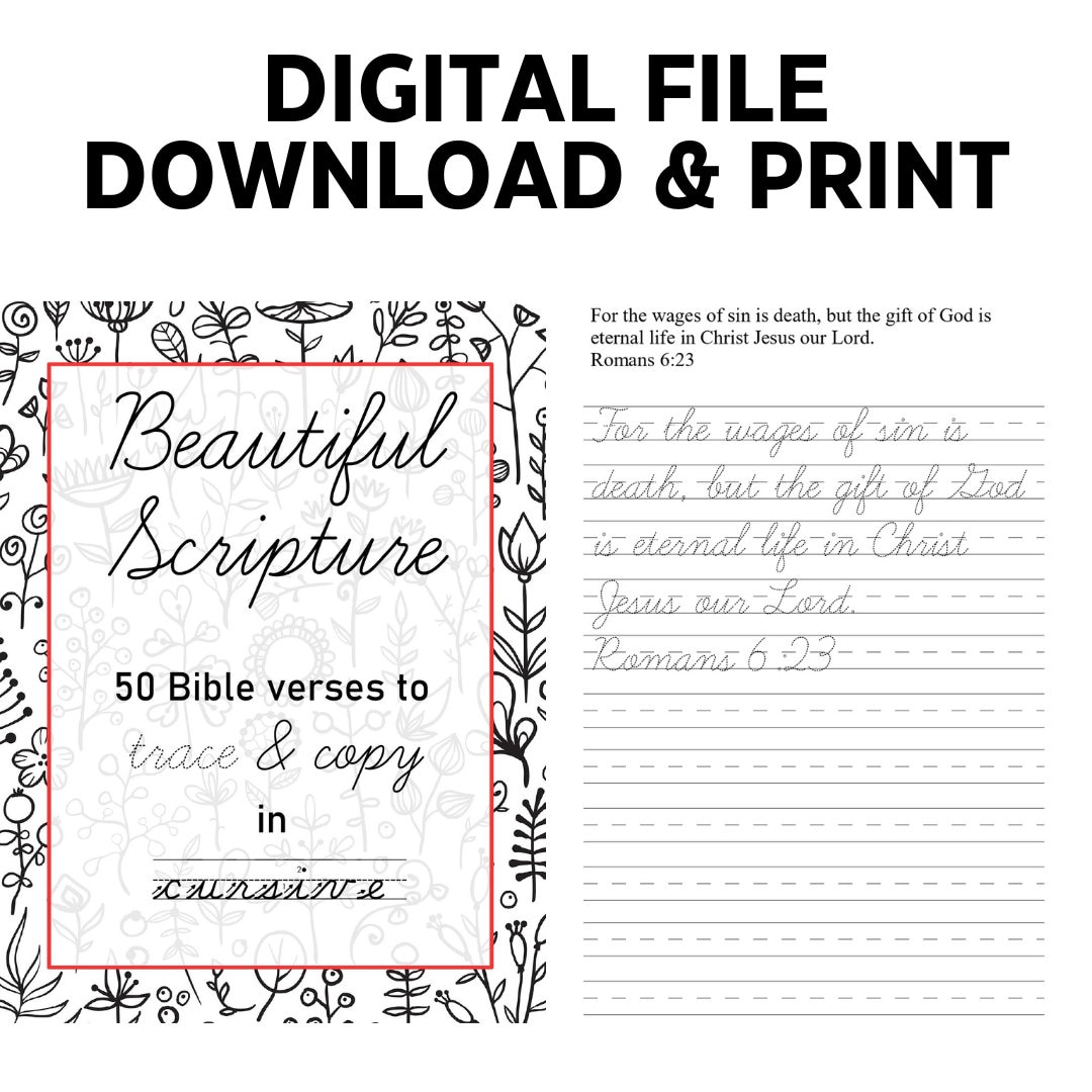 Cursive Copywork Book - Beautiful Scripture - 50 Bible Verses From NIV ...