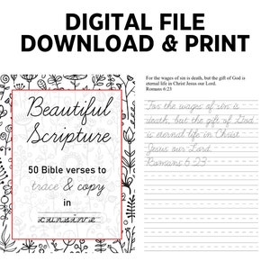 Cursive Copywork Book - Beautiful Scripture - 50 Bible Verses From NIV ...