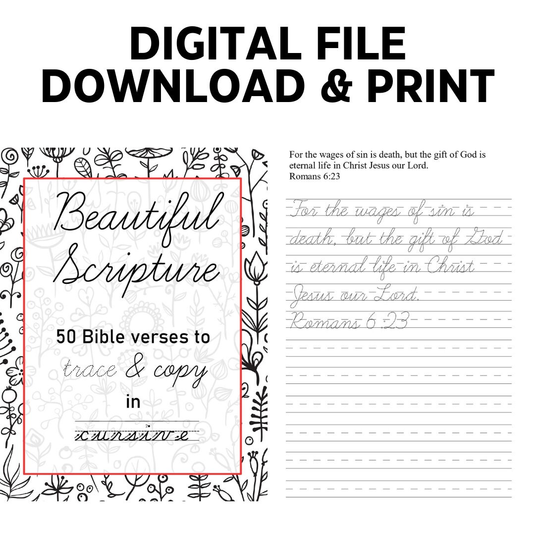 Cursive Copywork Book - Beautiful Scripture - 50 Bible Verses From NIV ...