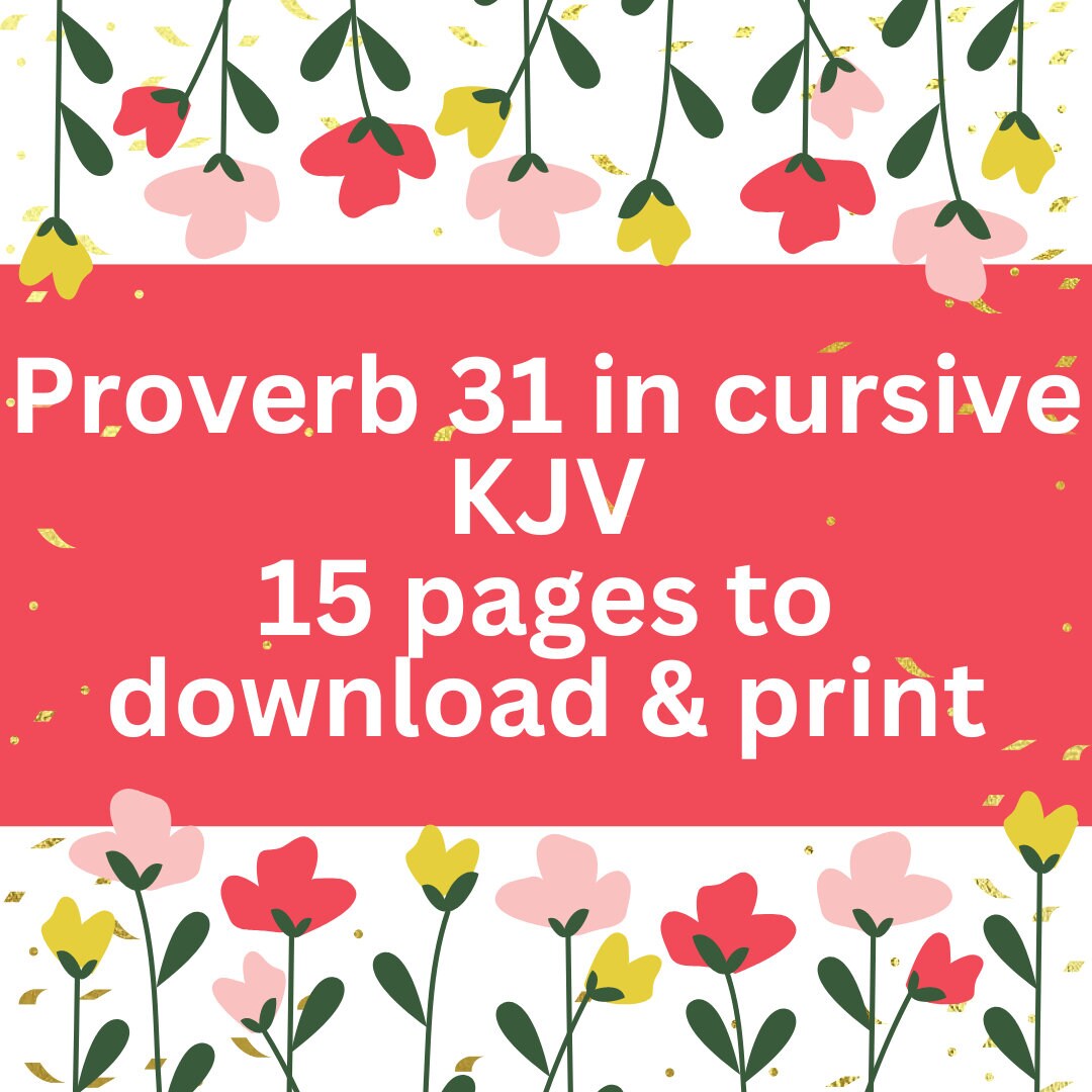 Cursive Copywork Book Proverb 31 KJV Bible Verses Scripture Tracing ...