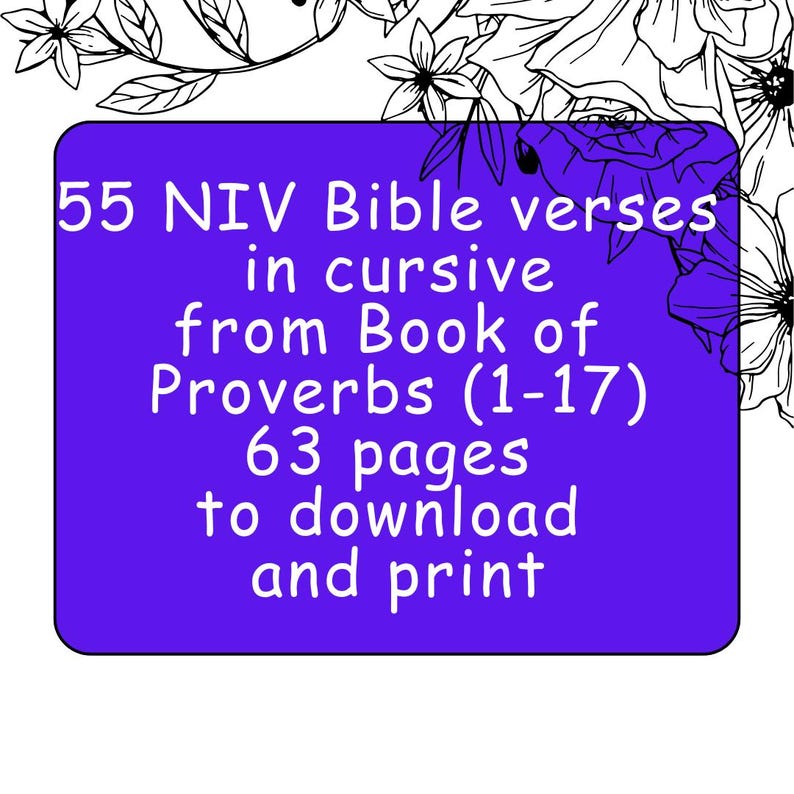 Cursive Bible Verse Copywork, Proverbs NIV, Handwriting Practice ...