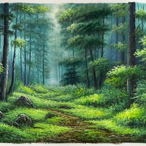 Original Abstract Forest Oil Painting on Canvas Green Landscape Oil ...
