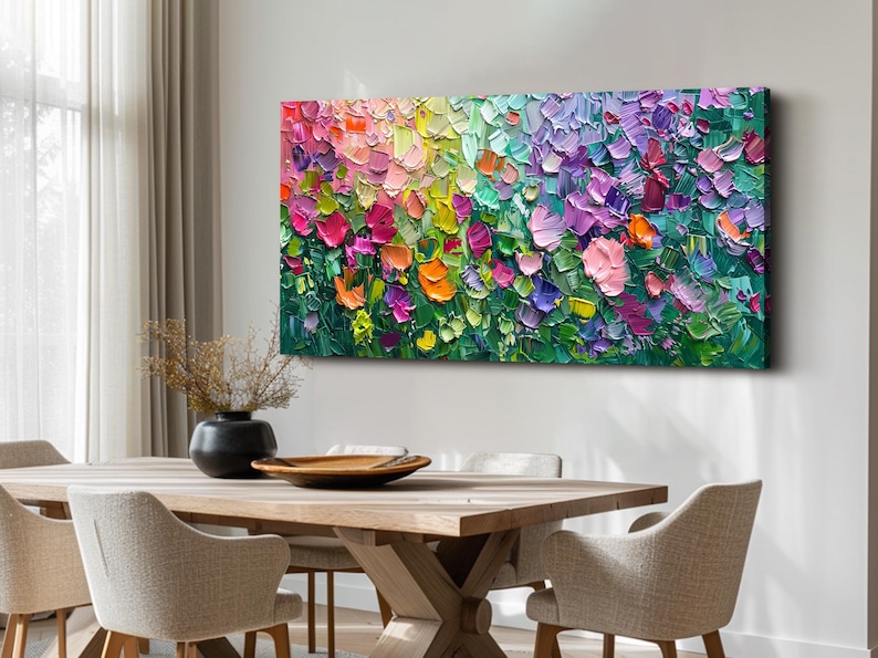 Abstract Floral Wall Art Extra Large Palette Knife Artwork for Modern ...