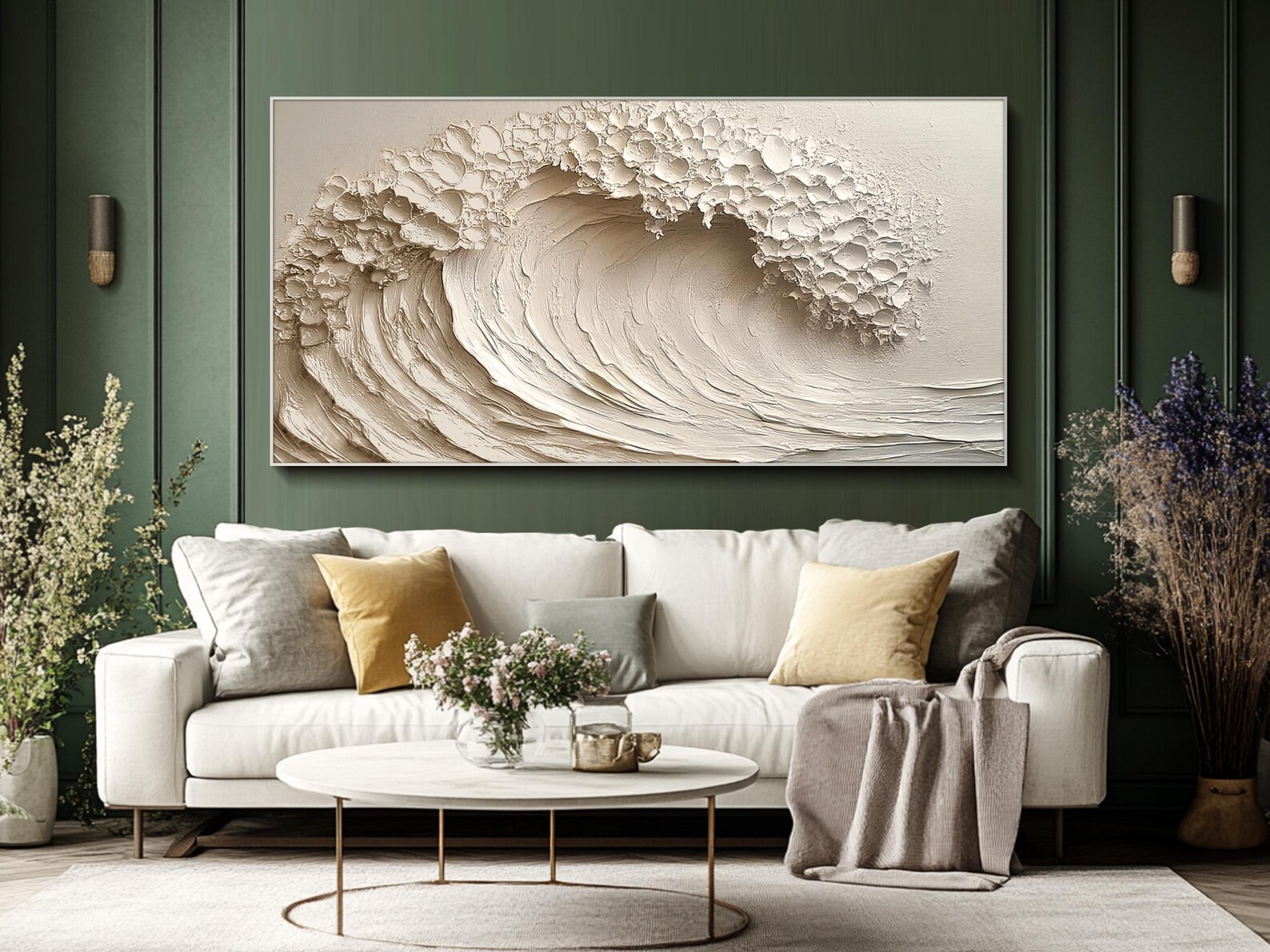 Impasto Ocean Wave Oil Painting 3D Textured Beige Wall Art - Etsy