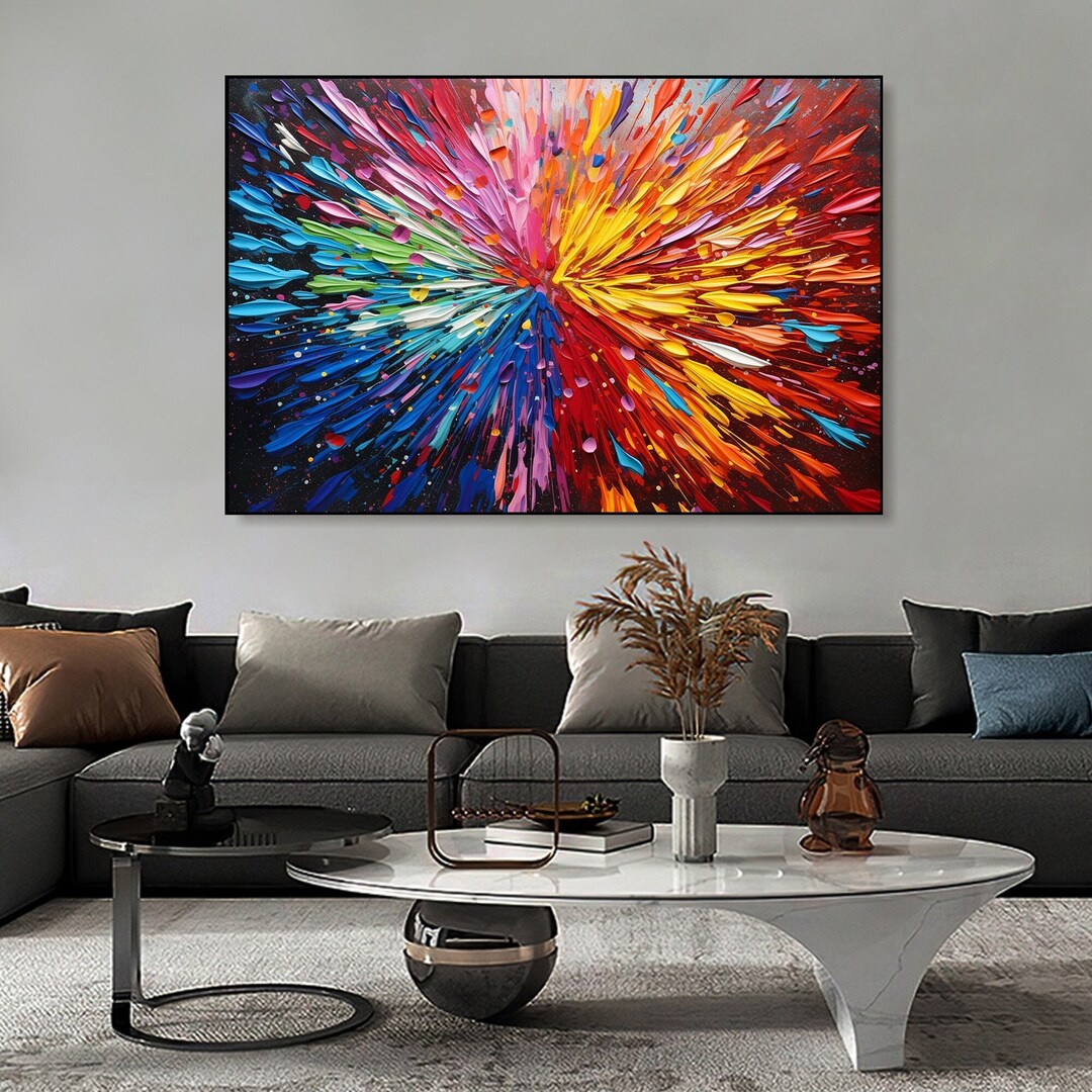 Colorful Oil Painting on Canvas Original 3D Texture Wall Art Abstract ...