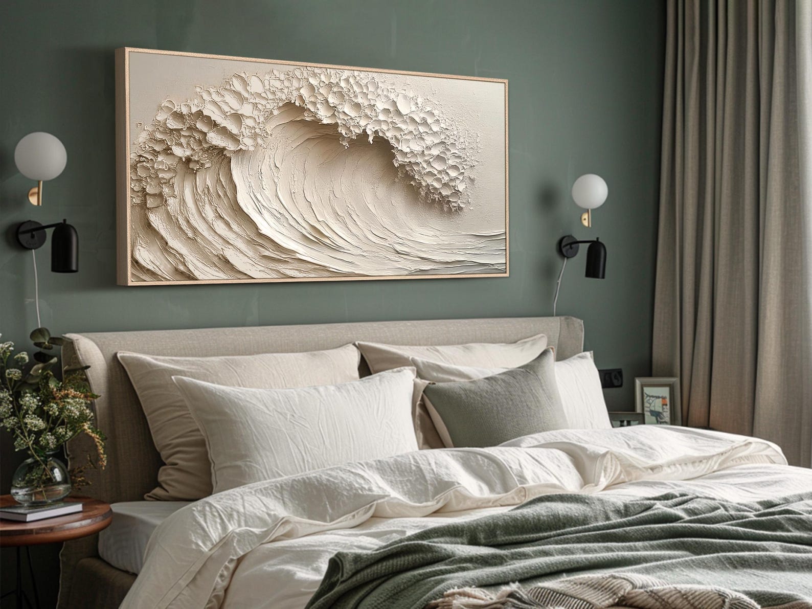 Impasto Ocean Wave Oil Painting 3D Textured Beige Wall Art - Etsy