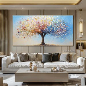 Colorful Tree Painting on Canvas Original Large Texture Wall Art Living ...