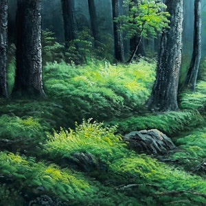 Original Abstract Forest Oil Painting on Canvas Green Landscape Oil ...