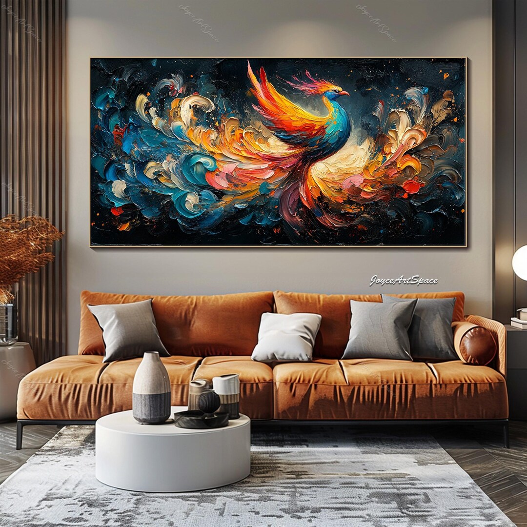 3D Texture Wall Art Original Phoenix Oil Painting Extra Large Wall ...