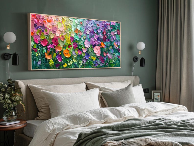 Abstract Floral Wall Art Extra Large Palette Knife Artwork for Modern ...
