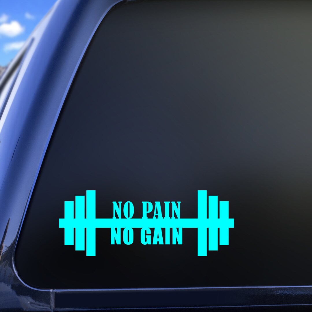No Pain No Gain Dumbbell Vinyl Decal Sticker, Gym Weight Lifting Decal ...