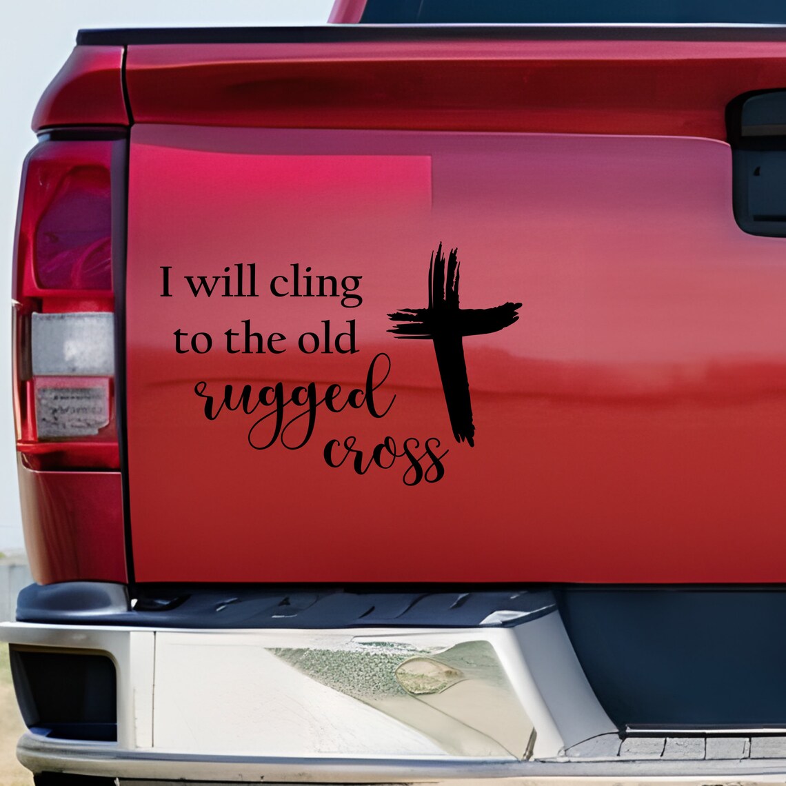 Rugged Cross Decal, Religious Christian Decal, I Will Cling to the Old ...